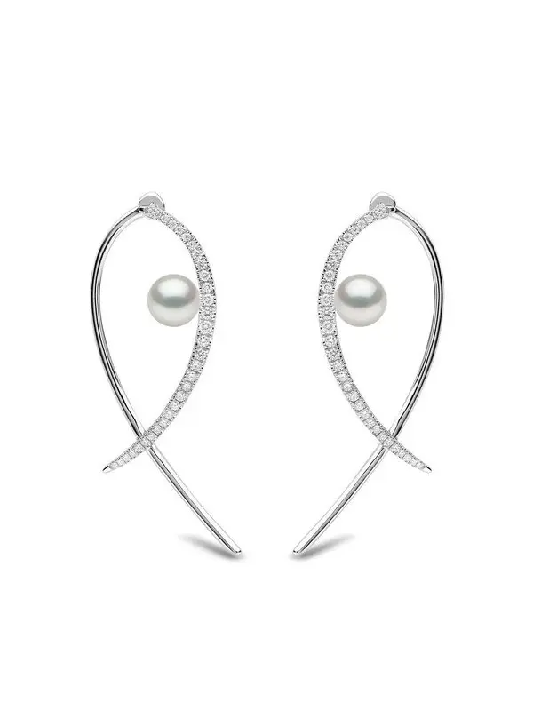 Yoko London 18kt White Gold Akoya Pearl And Diamond Earrings - Silver