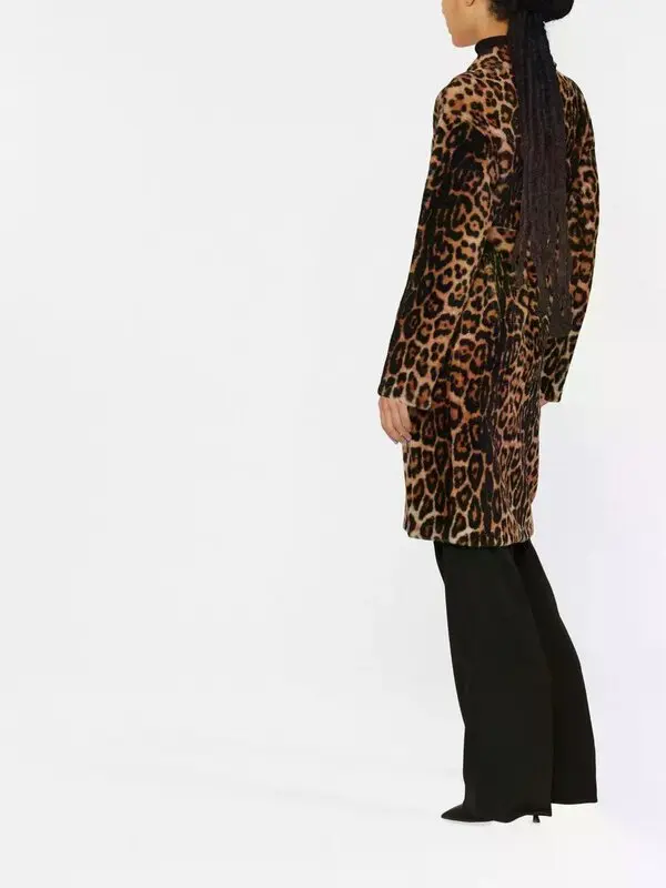 YVES SALOMON Leopard Print Belted Coat