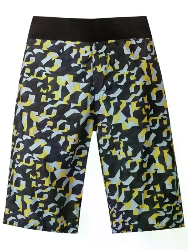 AMIR SLAMA Geometric-print Swim Shorts - Black