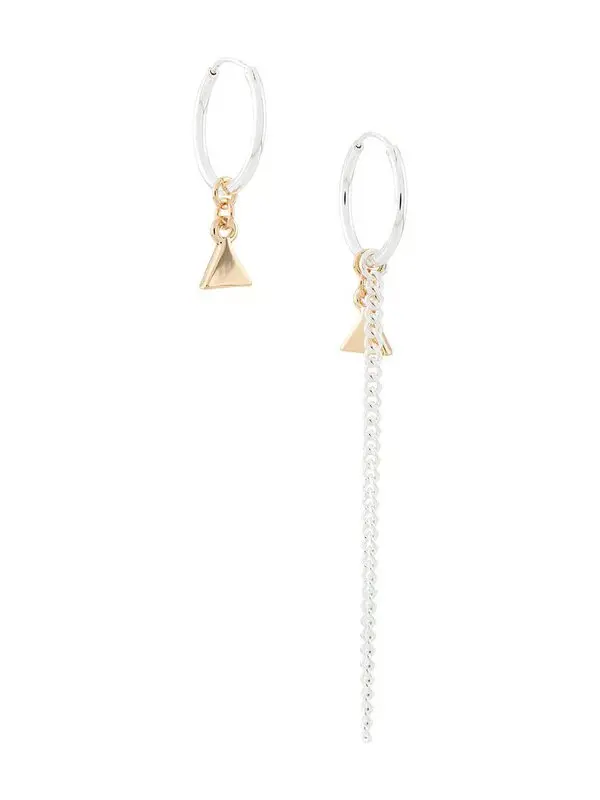 COUP DE COEUR Mismatched Chain Drop Hoop Earrings - Silver