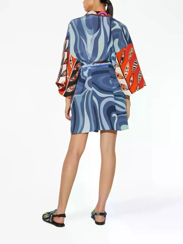 Emilio Pucci Graphic-print Silk Robe Minidress
