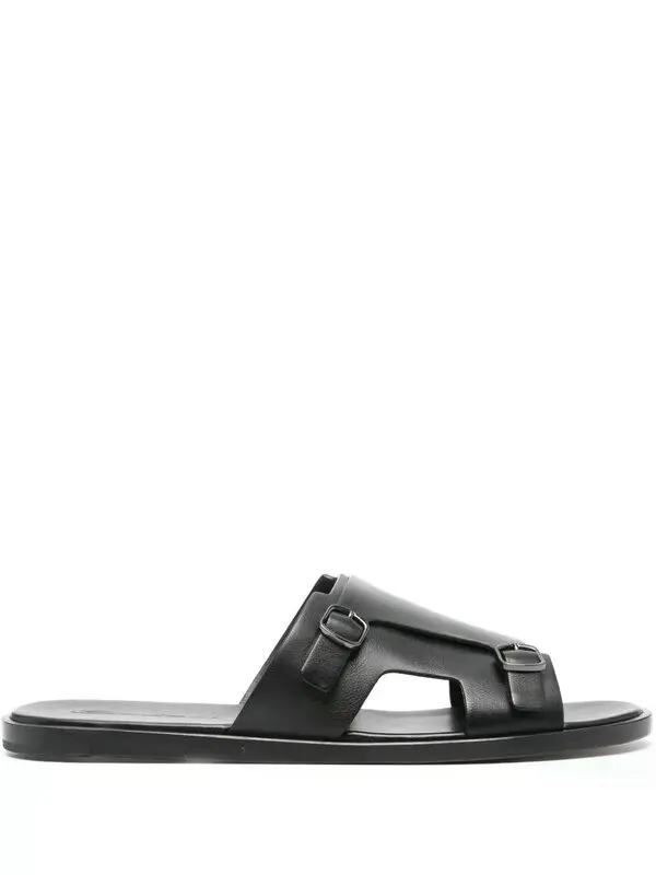 Santoni Double-buckle Leather Sandals - Black