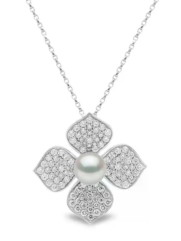 Yoko London 18kt White Gold Petal Pearl And Diamond Pendant - Silver