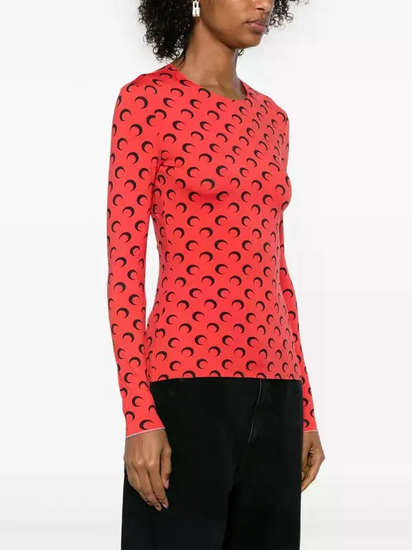 MARINE SERRE Moonogram Pattern Long Sleeve Top
