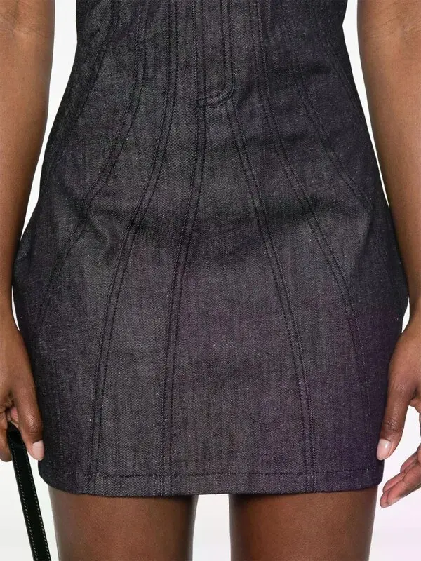 MUGLER Strapless Denim Mini Dress - Black