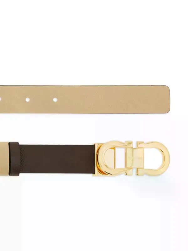 FERRAGAMO Gancini Hammered-leather Belt - Brown