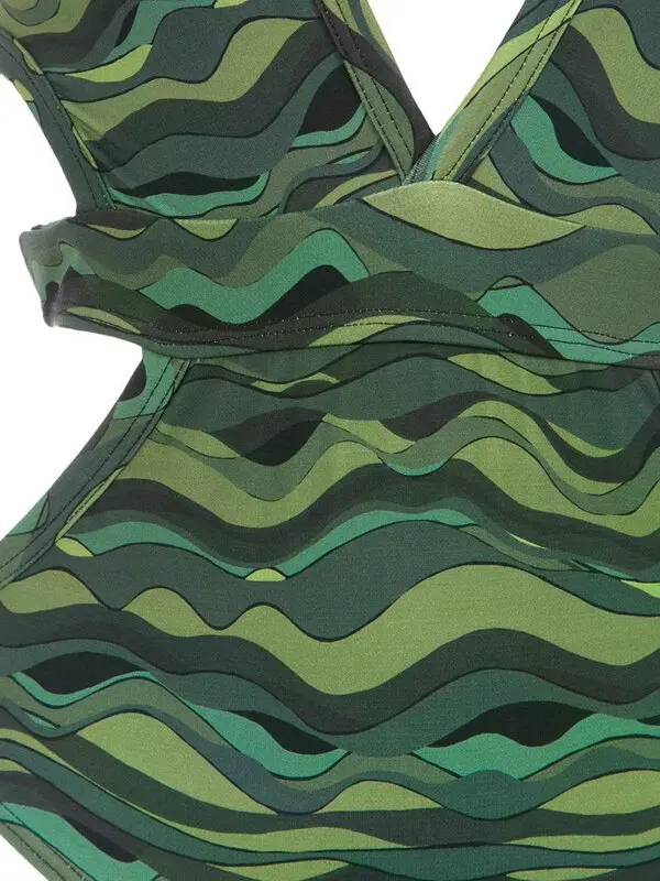 AMIR SLAMA Wave Print Swimsuit