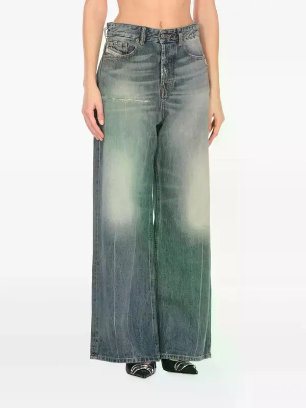 DIESEL® Washed Effect Wide Leg Jeans