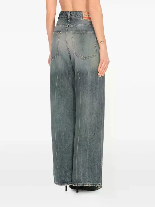 DIESEL® Washed Effect Wide Leg Jeans