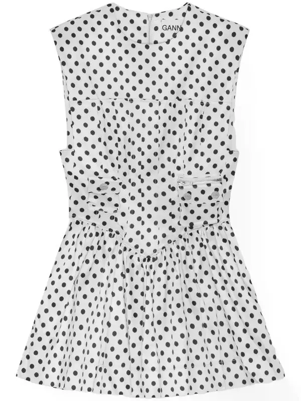 GANNI Polka Dot-print Mini Dress - White