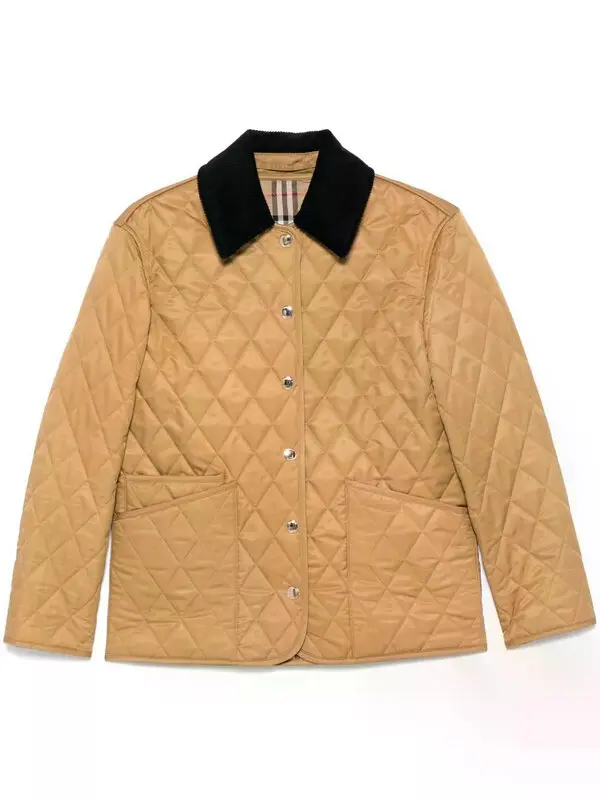 Burberry Quilted Jacket With Corduroy Collar - Brown