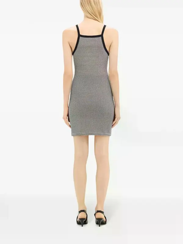 COURREGES Contrast-trim Houndstooth Cotton Mini Dress