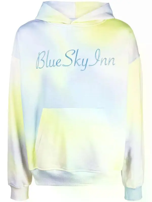 BLUE SKY INN Logo-embroidered Tie-dye Hoodie - Blue