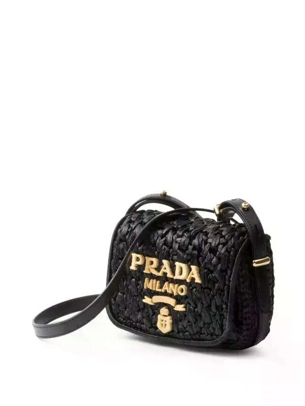 Prada Logo-embroidered Interwoven Shoulder Bag