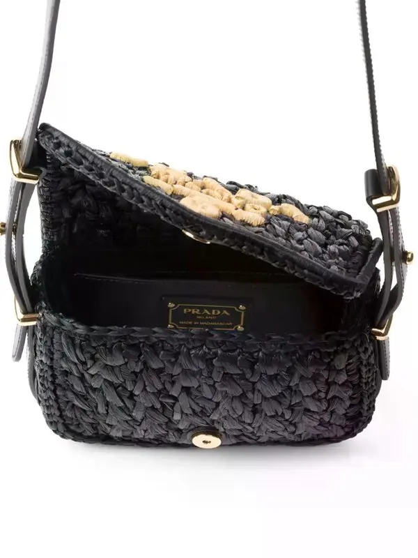 Prada Logo-embroidered Interwoven Shoulder Bag