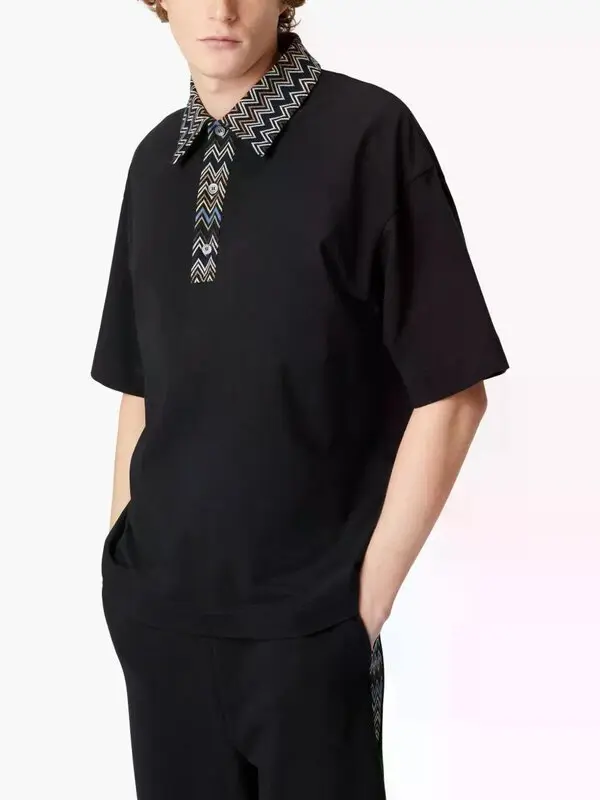 Missoni Chevron Knit-insert Cotton Polo Shirt