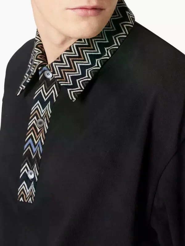 Missoni Chevron Knit-insert Cotton Polo Shirt