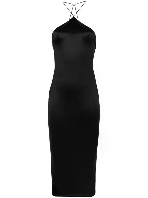 MAISON CLOSE Open-back Halterneck Midi Dress - Black