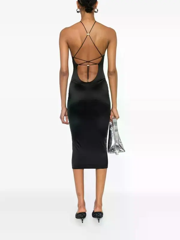 MAISON CLOSE Open-back Halterneck Midi Dress - Black