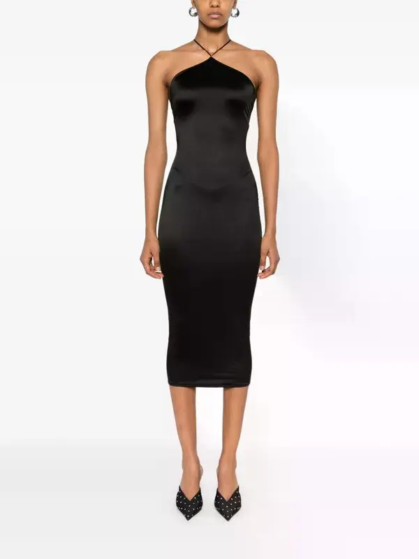 MAISON CLOSE Open-back Halterneck Midi Dress - Black