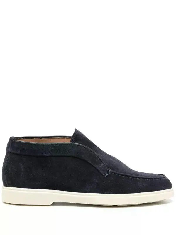 Santoni Suede Flat Loafers - Blue