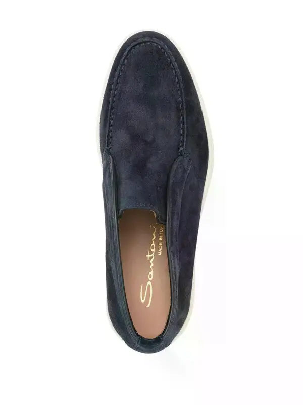 Santoni Suede Flat Loafers - Blue
