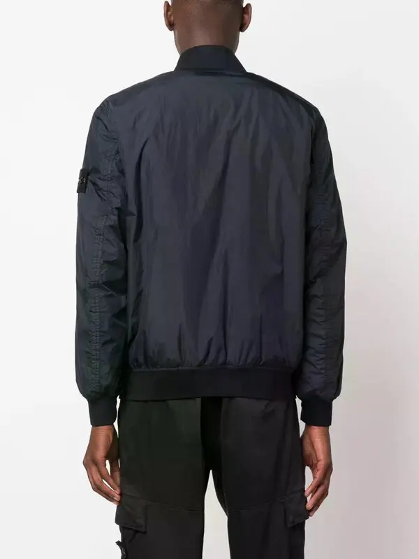 Stone Island Panelled Bomber Jacket With Compass Badge - Blue
