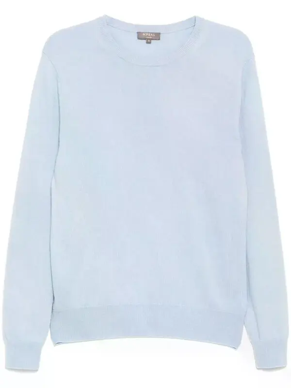 N.peal Oxford Round Neck Jumper - Blue