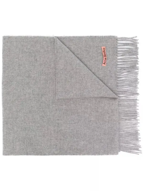 Acne Studios Fringed Wool Scarf - Grey