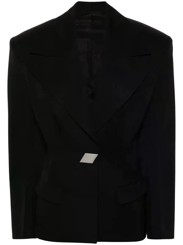Attico Single-breasted Maxi-shoulders Blazer - Black