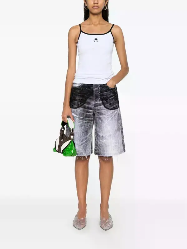 MARINE SERRE Moon Logo Ribbed Scoop Neck Tank Top