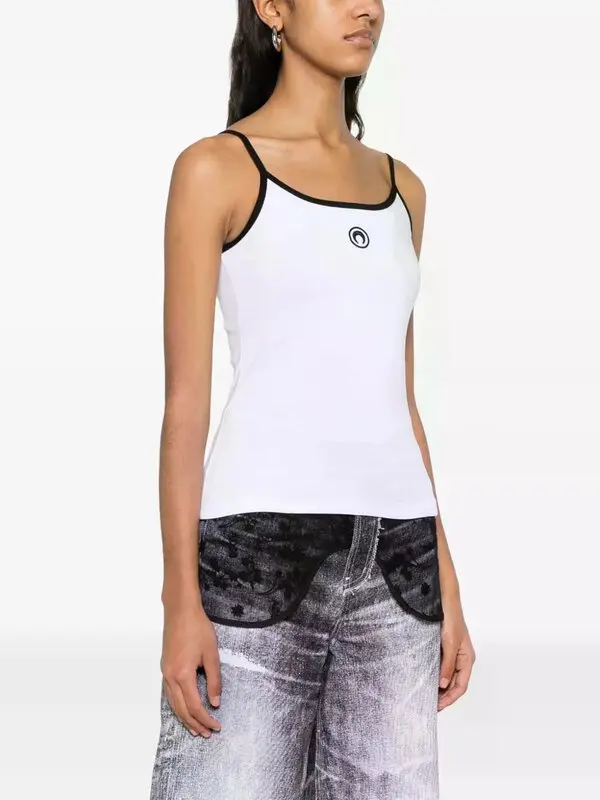 MARINE SERRE Moon Logo Ribbed Scoop Neck Tank Top