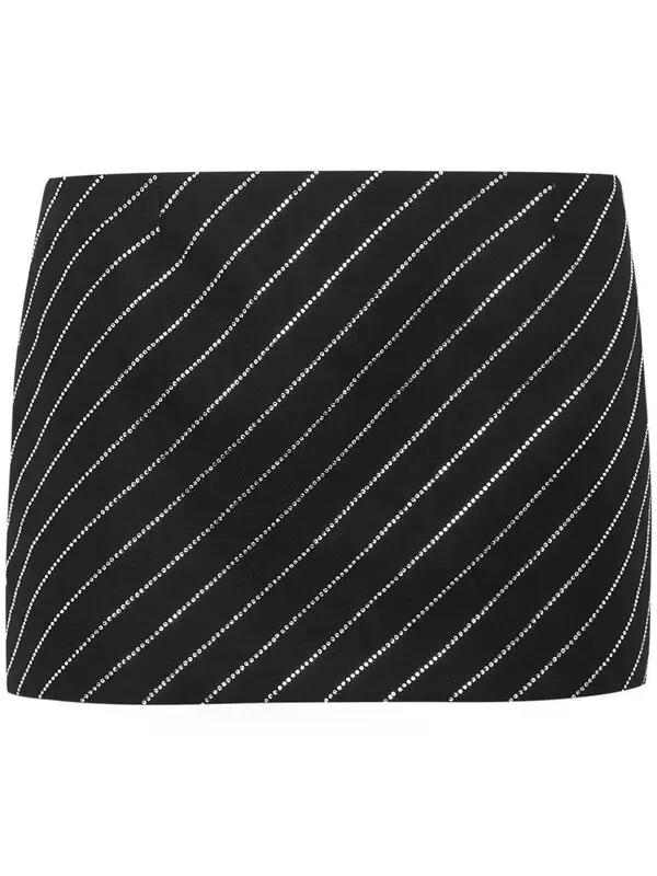 Philipp Plein Crystal-embellished Pinstriped Mini Skirt - Black