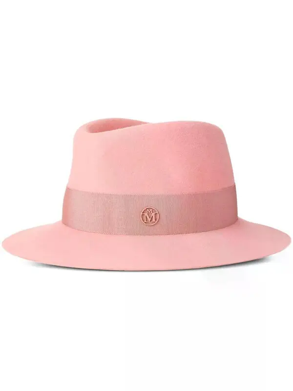 MAISON MICHEL Andre Logo Plaque-detail Wool Fedora - Pink