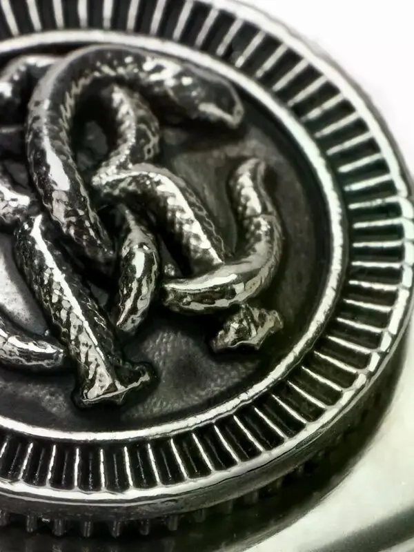 Roberto Cavalli Embossed Hexagonal Signet Ring