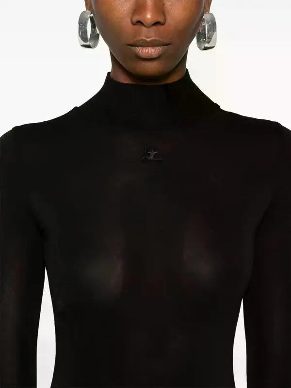COURREGES Logo-patch Roll-neck Top - Black