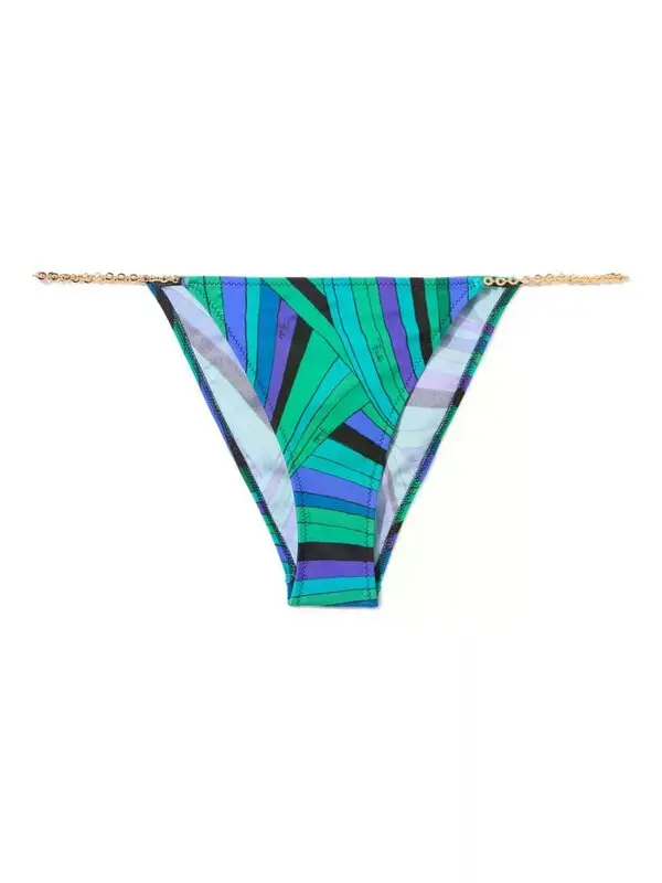 Emilio Pucci Iride-print Triangle Bikini Bottom - Green