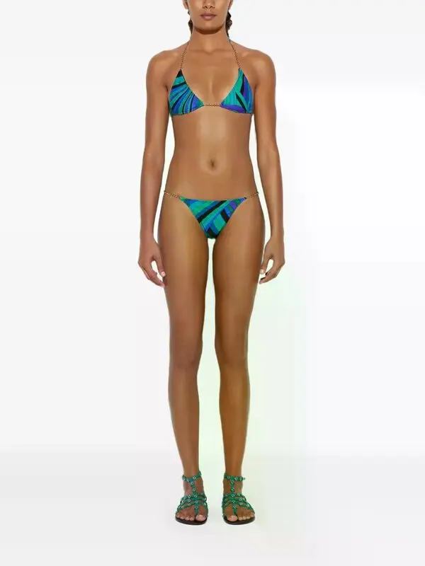 Emilio Pucci Iride-print Triangle Bikini Bottom - Green