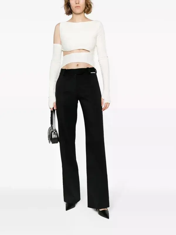 ANDREĀDAMO Asymmetric Cut-out Ribbed Knit Top - White