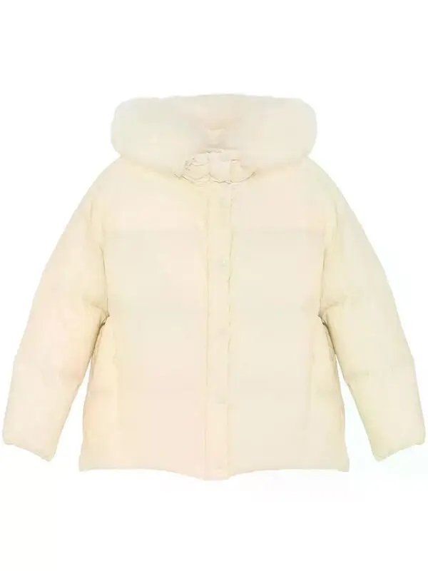 YVES SALOMON Lambswool-trimmed Hooded Jacket - Neutrals