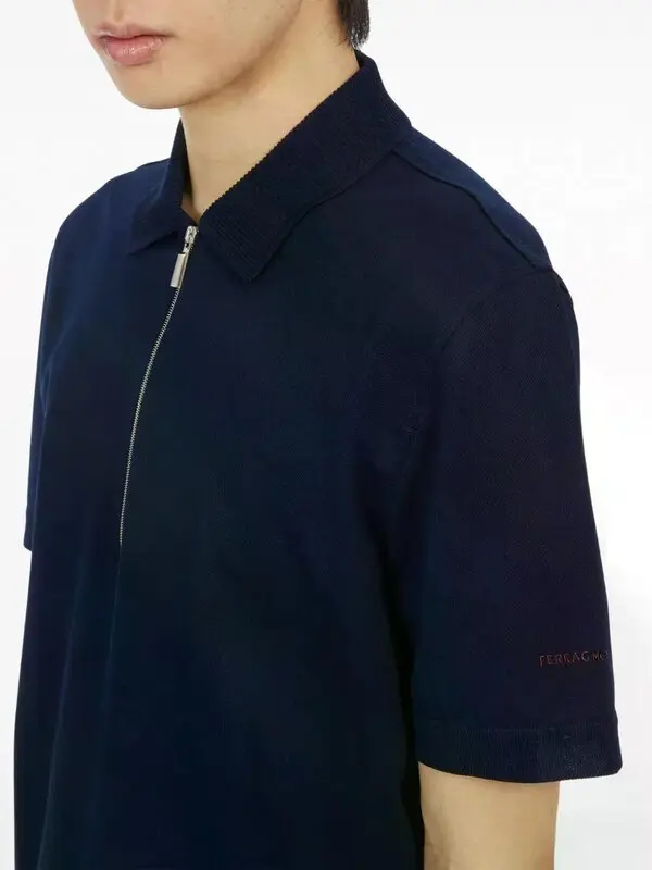 FERRAGAMO Half-zip Cotton Polo Shirt