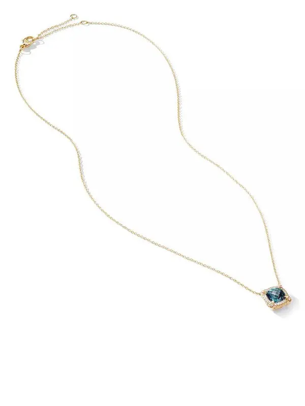 David Yurman 18kt Yellow Gold Petite Chatelaine Topaz And Diamond Necklace