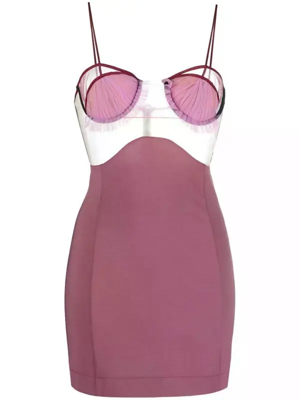 NENSI DOJAKA Sheer-paneling Bustier Minidress - Purple