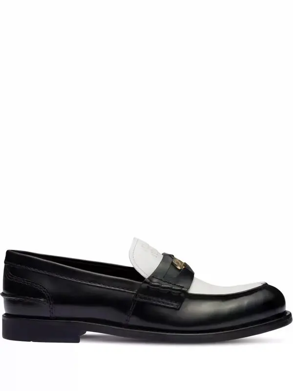 Miu Miu Calfskin Leather Loafers - Black
