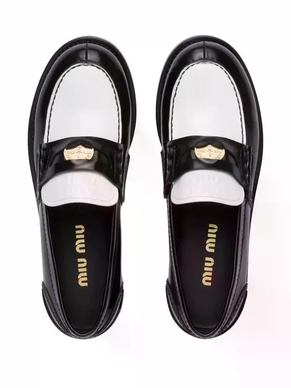 Miu Miu Calfskin Leather Loafers - Black