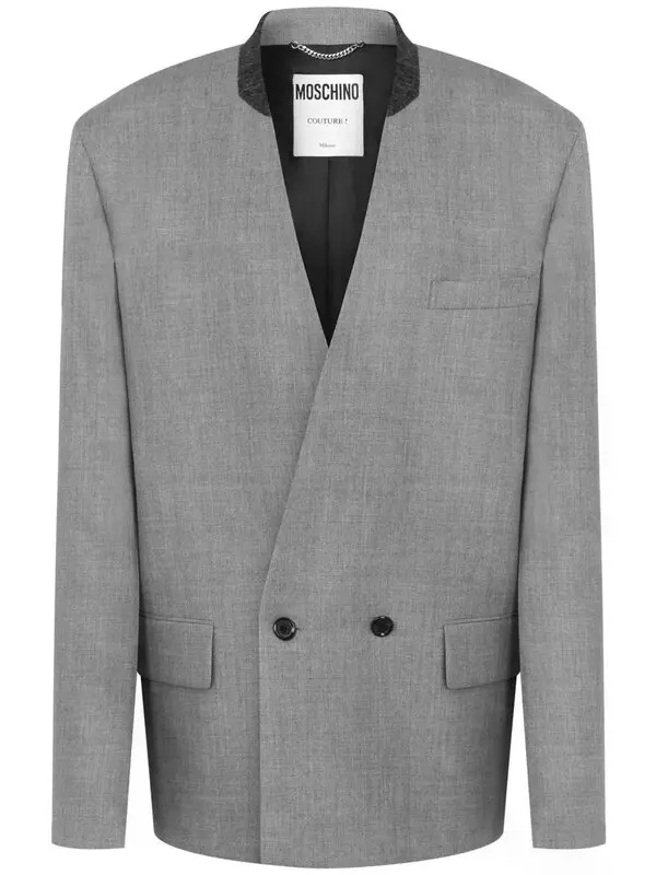 Moschino Collarless Double-breasted Blazer
