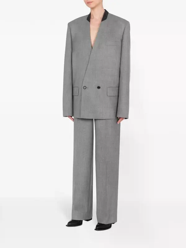 Moschino Collarless Double-breasted Blazer