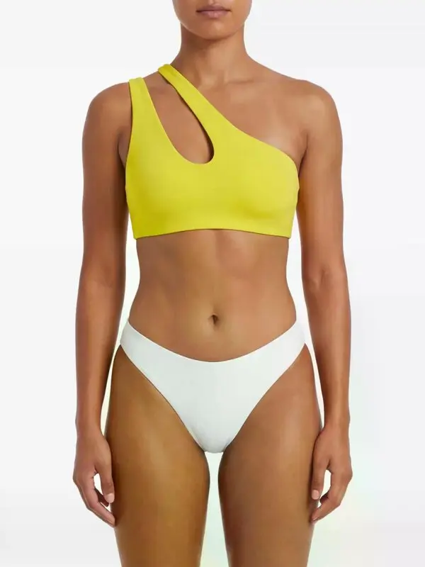 LET'S SWIM Teardrop One-shoulder Bikini Top - Yellow