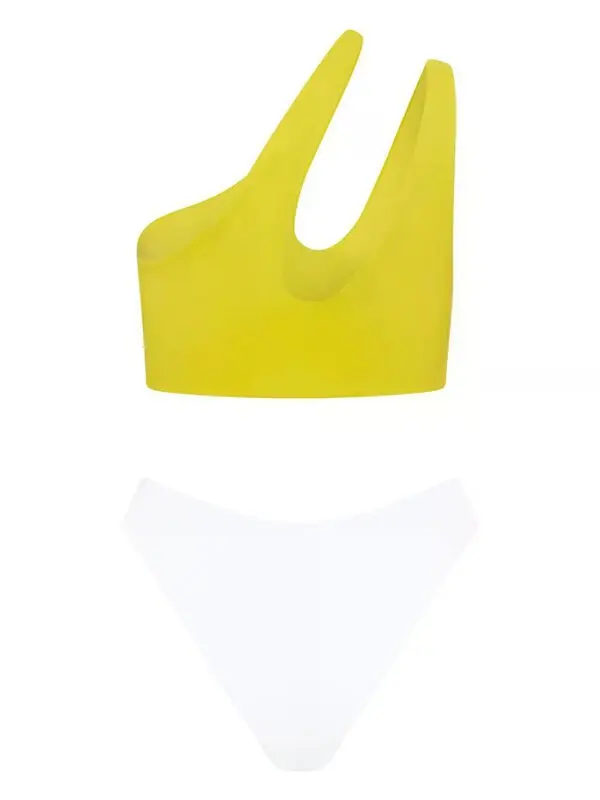 LET'S SWIM Teardrop One-shoulder Bikini Top - Yellow