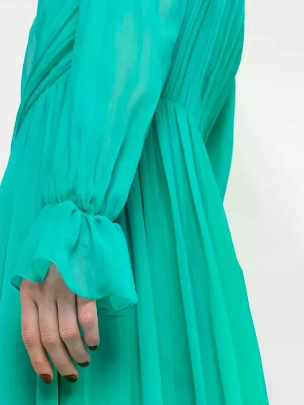 Alberta Ferretti Silk Ruched Maxi Dress